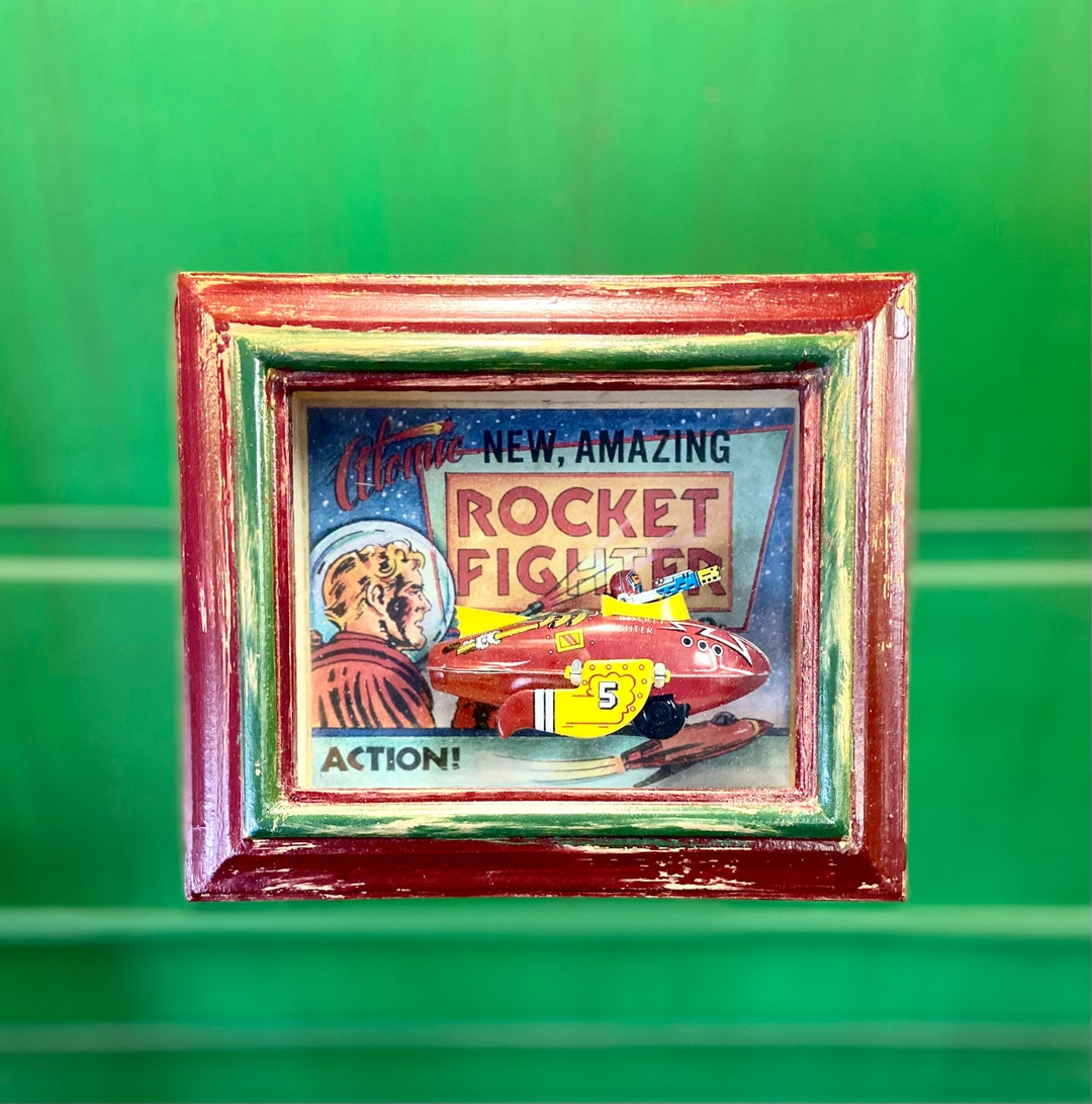 Vintage Toy Framed Behind Glass Shadow Box, Toy Shadow Box, Vintage ...