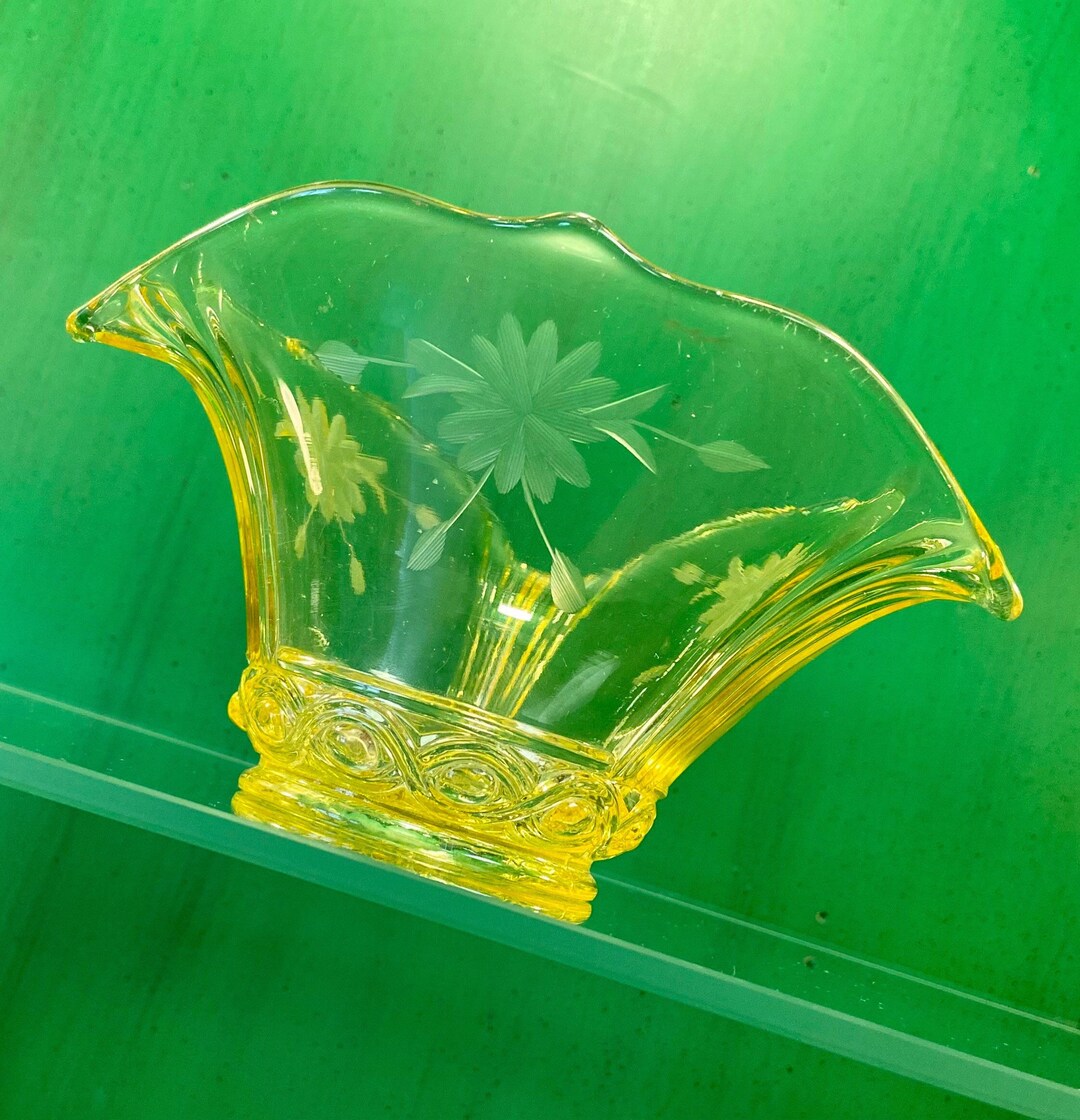 Depression Glass, 6" Bowl, Vintage Standard Glass, Depression Yellow ...