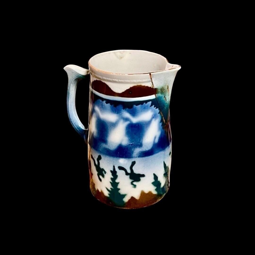 Antique Art Pottery Frog Pitcher, Glazed Ceramic Frog Pitcher Vase ...