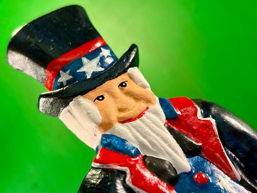 Vintage Uncle Sam Cast Iron Doorstop, New in Box, Hand Painted Uncle ...