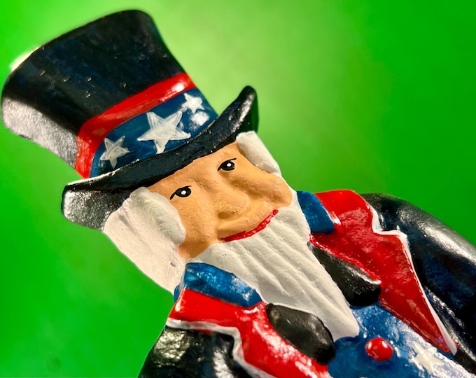 Vintage Uncle Sam Cast Iron Doorstop, New in Box, Hand Painted Uncle ...
