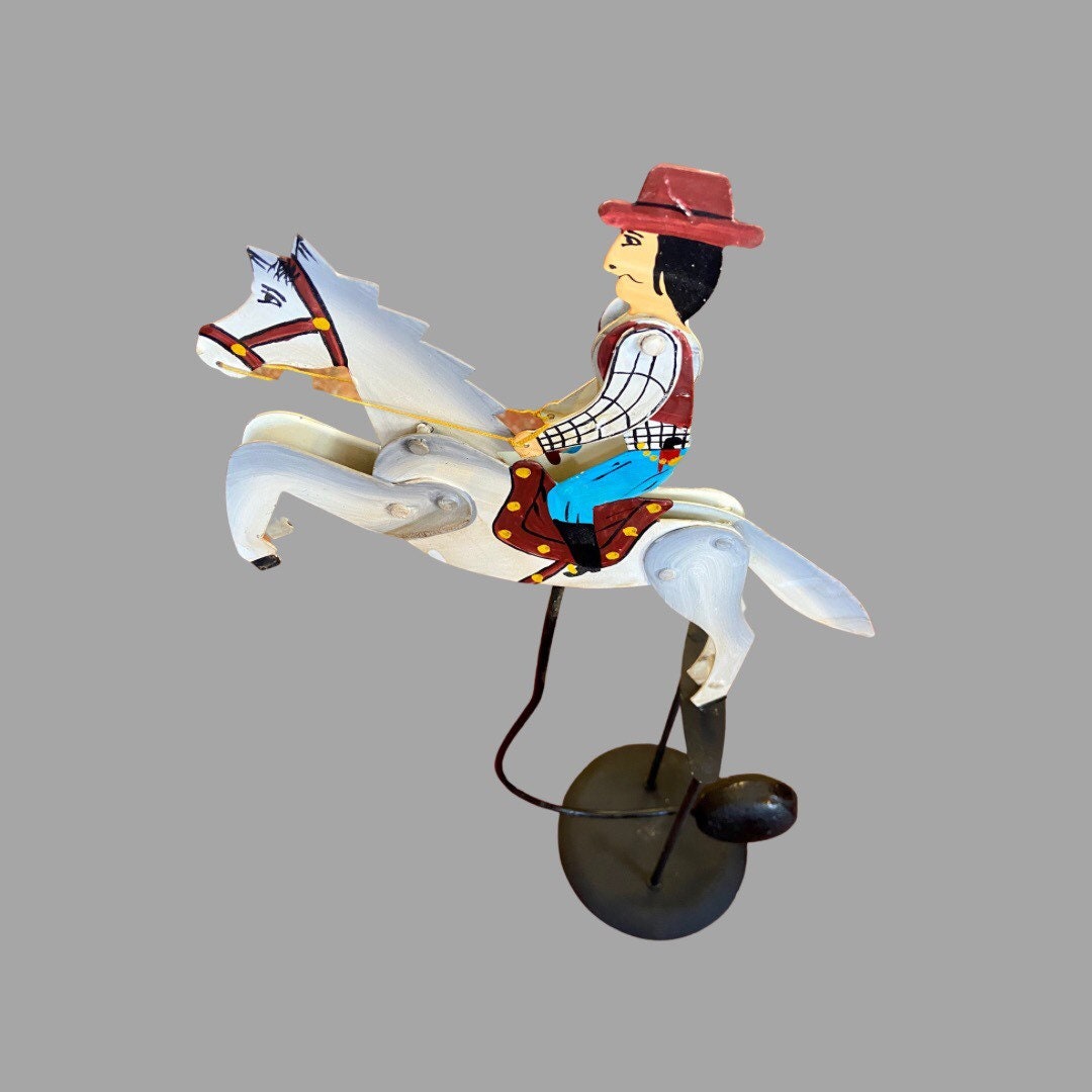 Vintage Cowboy Metal Balancing Toy, Retro Balance Figure Metal Toy ...