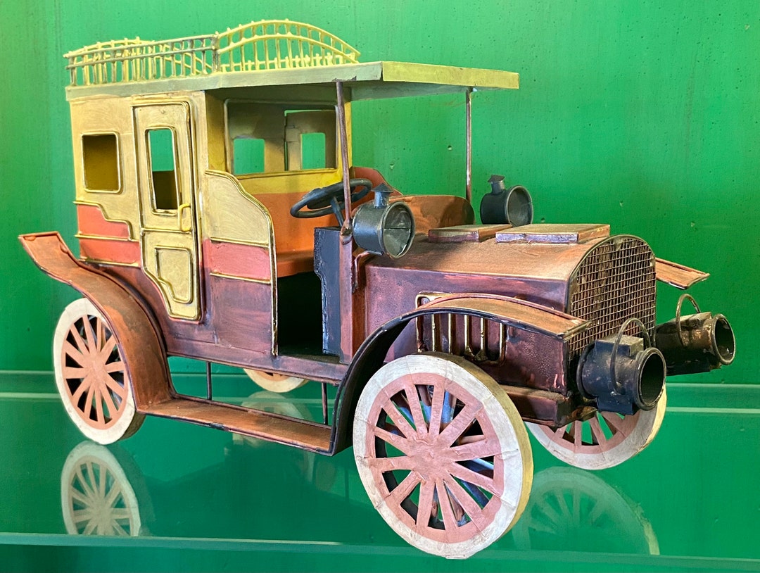 Large Handcrafted Metal Oldtimer Car: Vintage Tin Toy Antique Model Car ...