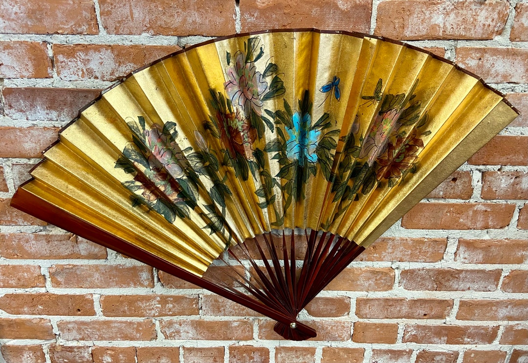 Vintage Oriental Wall Fan Art Asian Wall Hanging Fan - Etsy