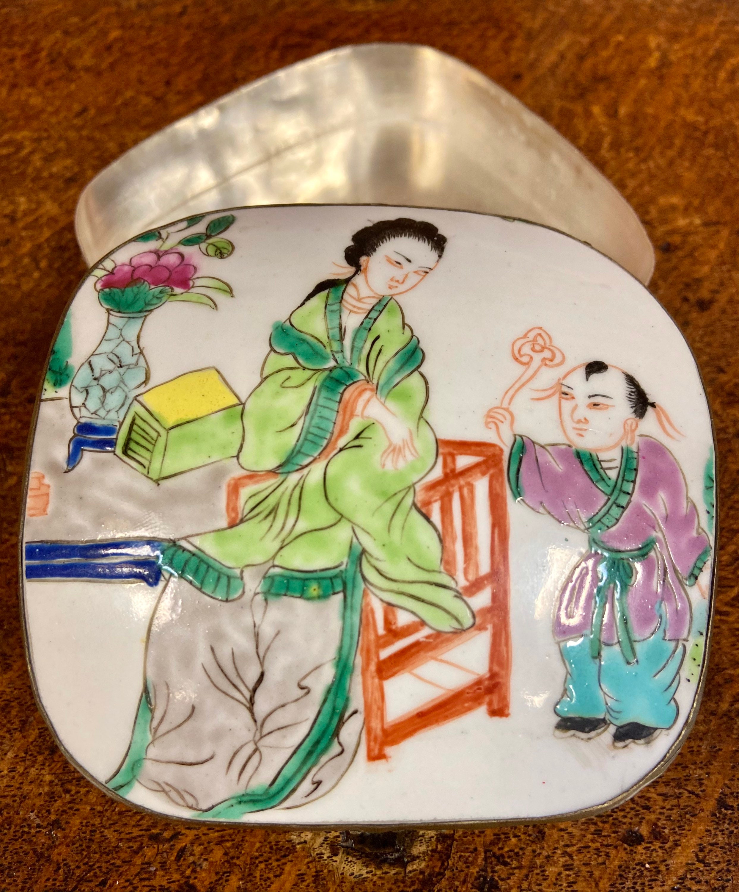 Antique Chinese Shard Porcelain Box Vintage Chinese Nickel | Etsy