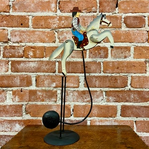 Vintage Cowboy Metal Balancing Toy, Retro Balance Figure Metal Toy ...
