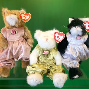 Lot of 3 Vintage Ty Cats, Katrina Ty Cat, Pouncer the Ty Kitten, Purrcy ...