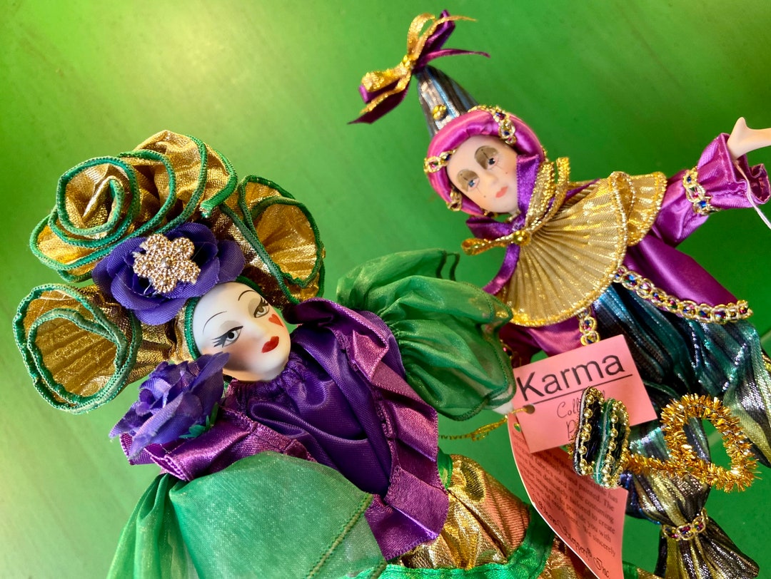 Set of 2 Vintage Collectible Hand Painted Porcelain Jester Dolls, Show ...