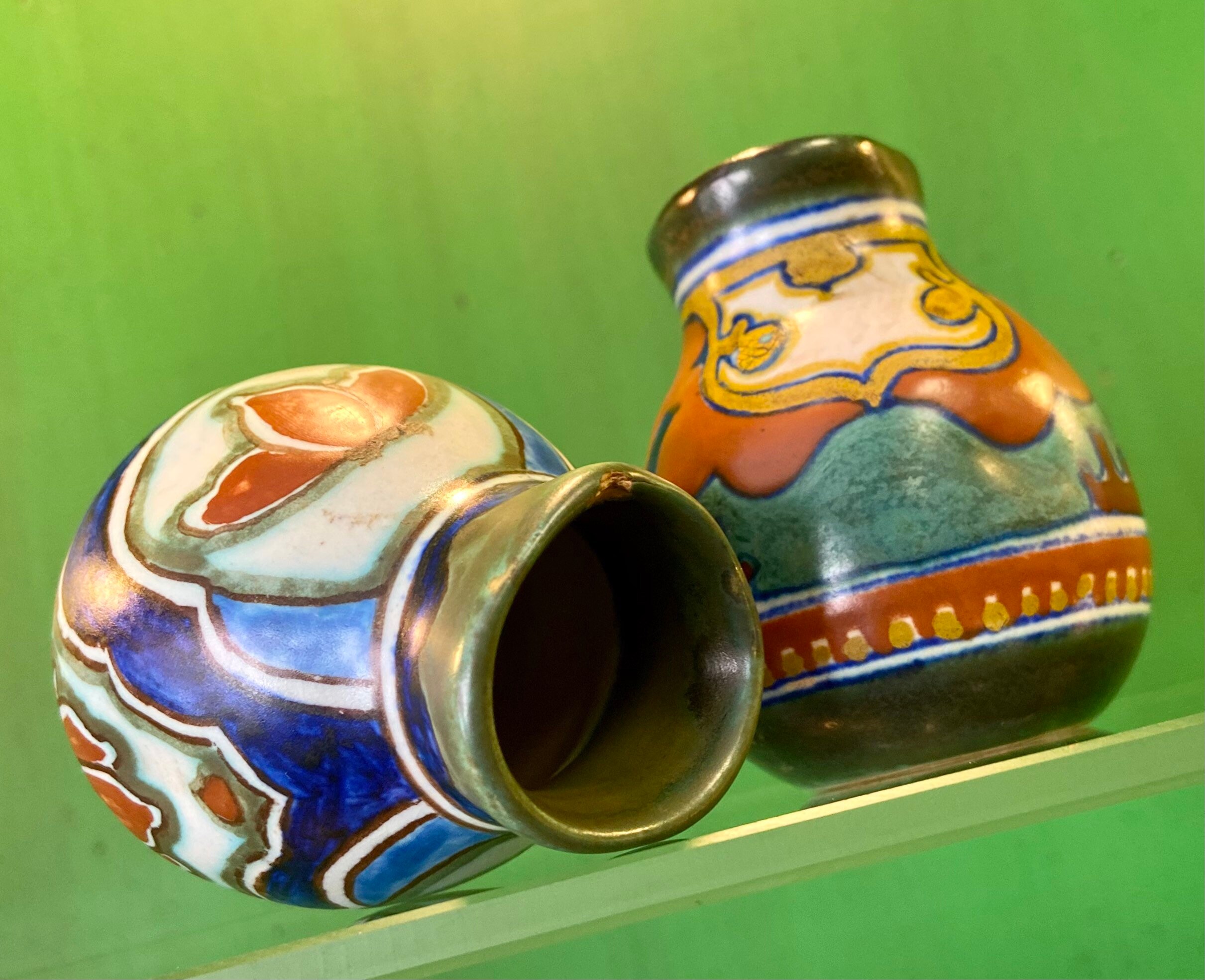 Pair of Gouda Pottery Art Vases Hand Painted Dutch Gouda Art | Etsy