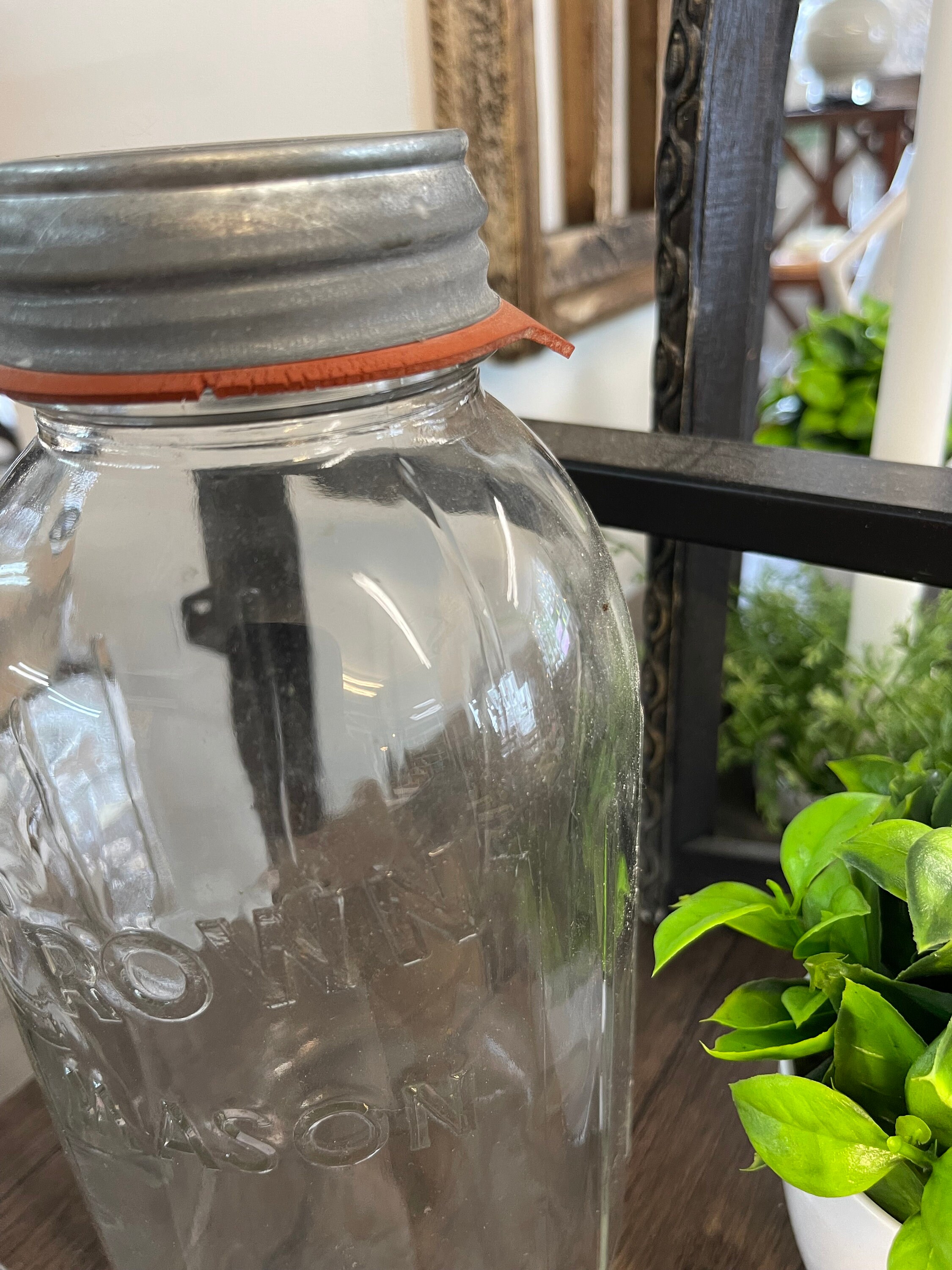 Large Crown Mason Jar Clear Glass Lid and Seal Farmhouse Country ...