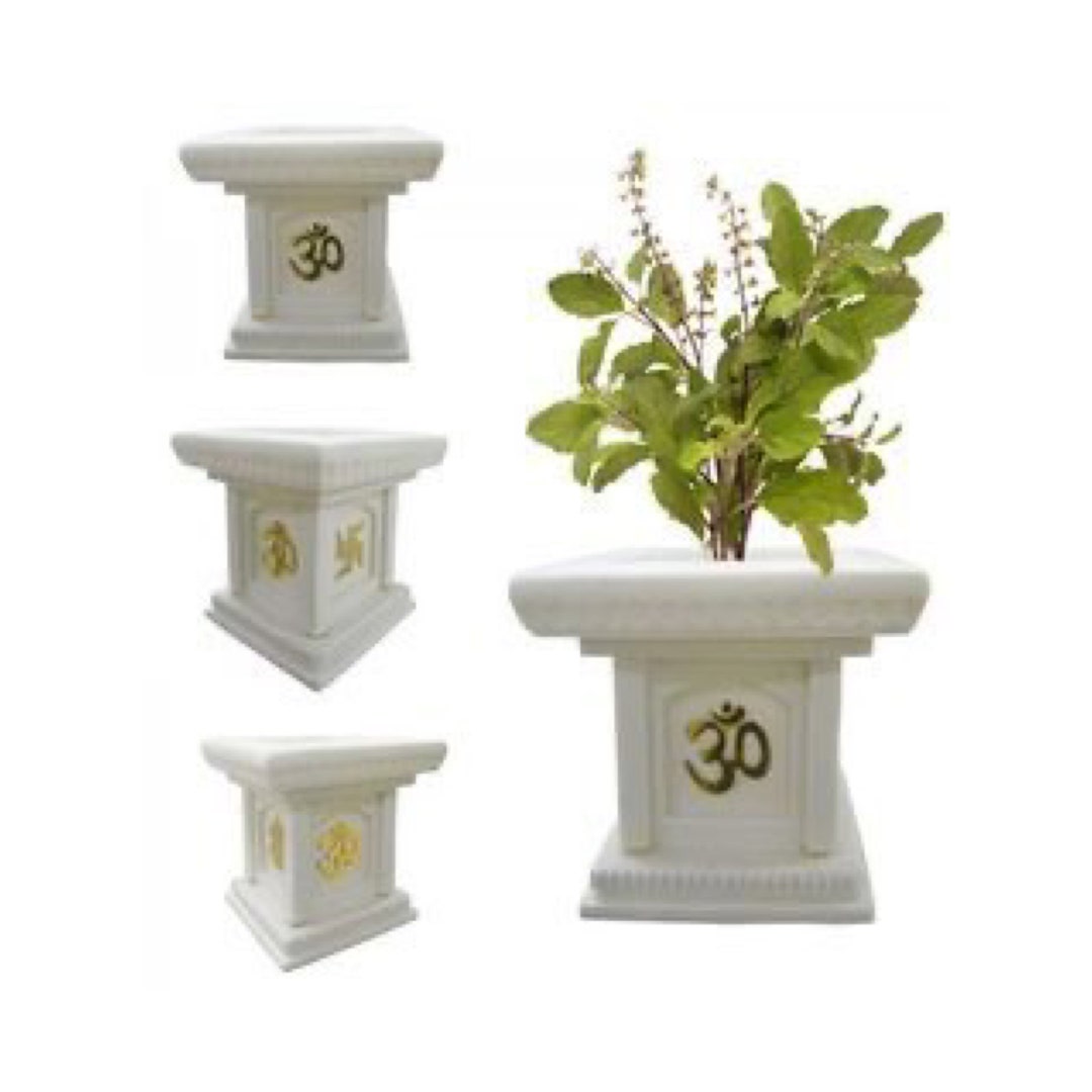 Marble Tulsi Planter Stand / Pot, Small Tulsi Planter, Tulsi Pooja ...