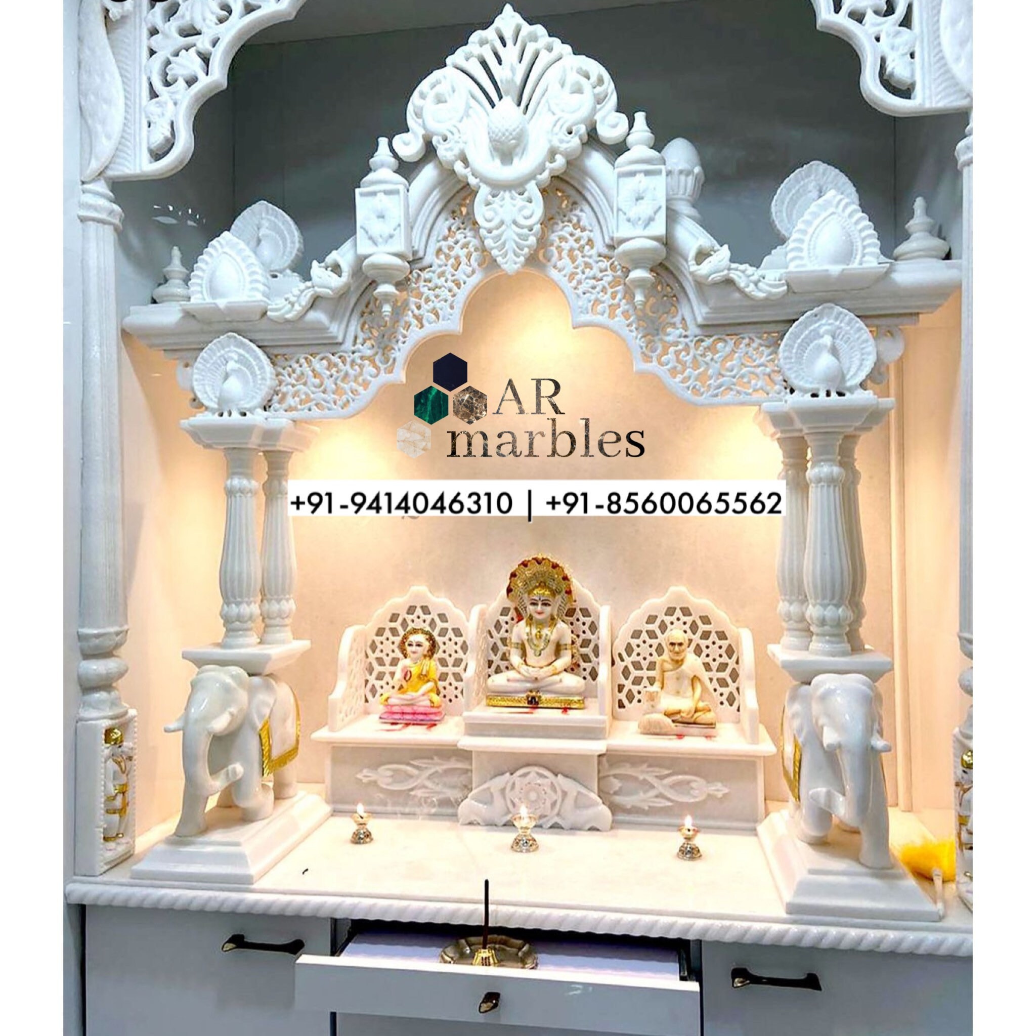 Beautiful Luxury Marble Temple LED White Carved Temple - Etsy