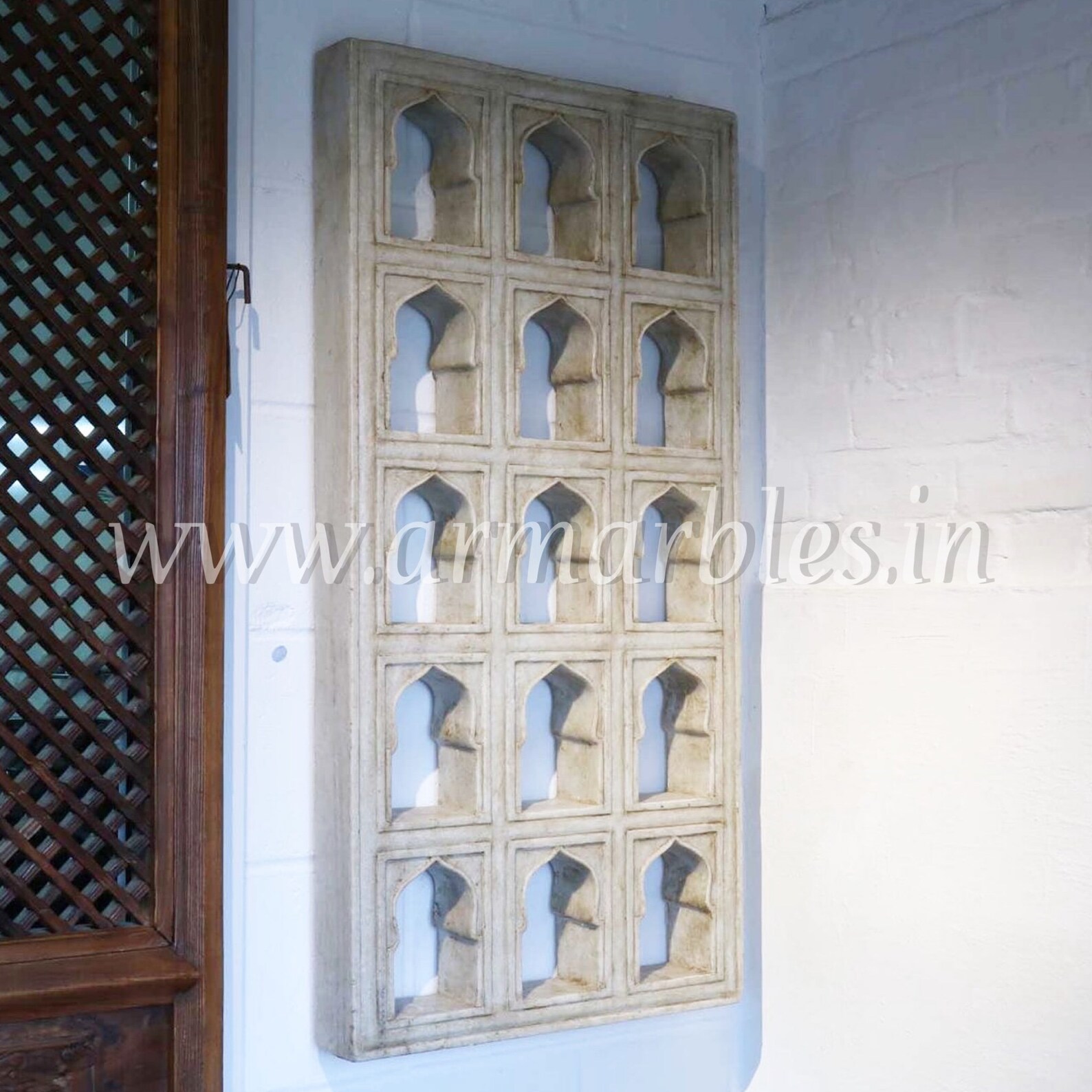 Marble Rustic & Vintage Wall Jharokha Panel | Antique Lamp Niche Mughal ...