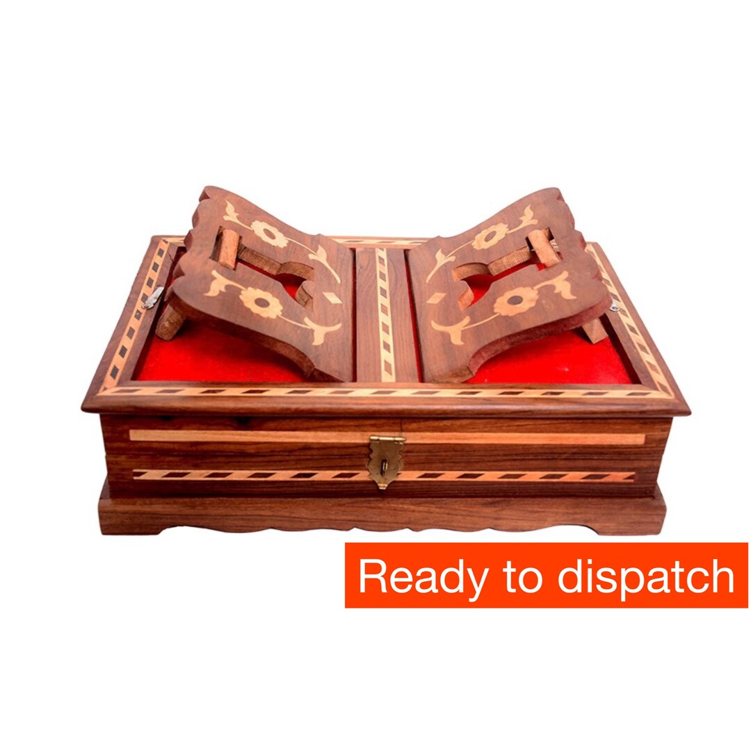 Holy Book Holder/ Wooden Book Stand Box/ Spiritual Collectible/ Reading ...