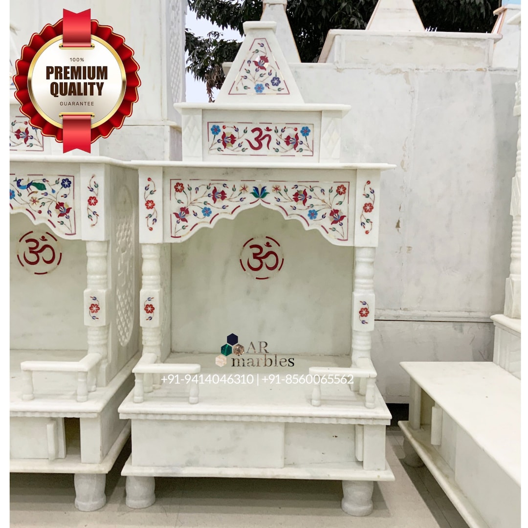 White Marble Home Temple: Inlay Work Hindu Mandir (2.5 Ft) - Etsy