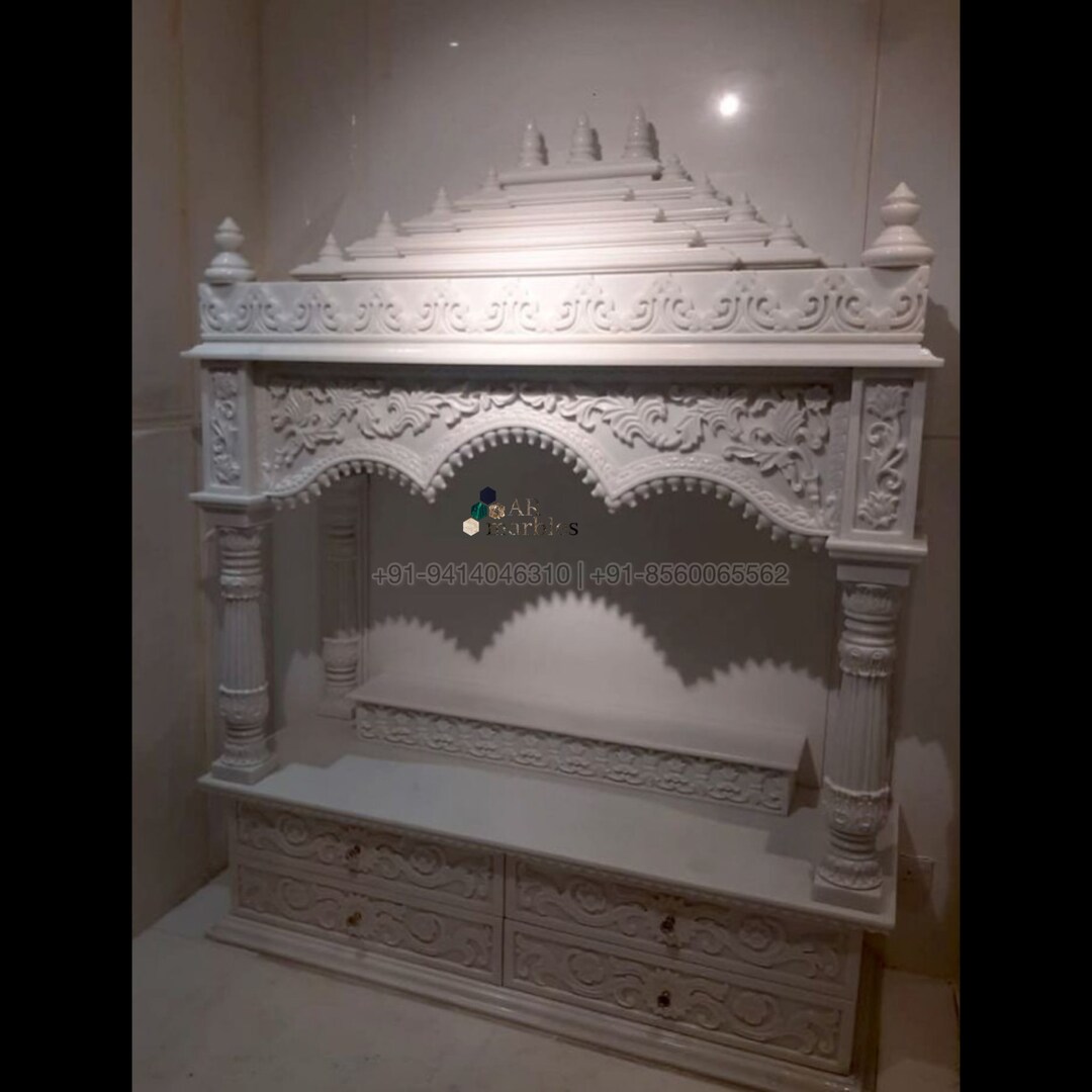 Big Size Beautiful Home Temple With LED Lights, Temple, Marble Mandir ...