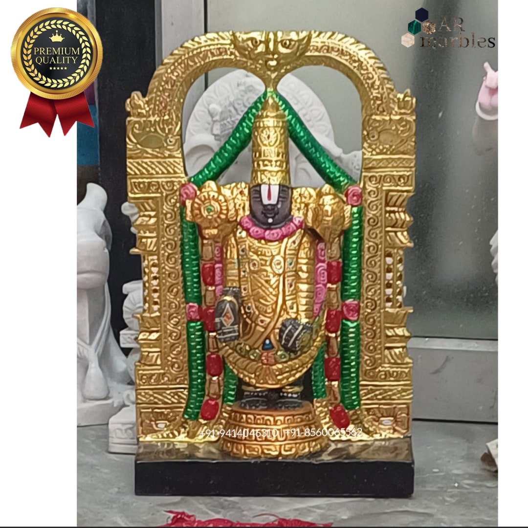 24" Marble Tirupati Balaji Statue: Gold Plated Venkateswara Murti - Etsy
