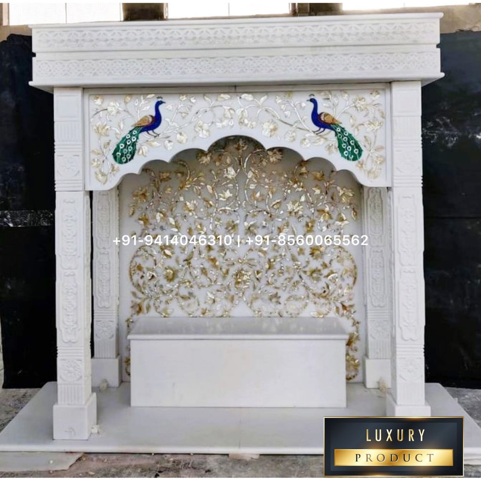 White Marble Temple, Medium Size Mandir, Diwali Decoration, Small Inlay ...