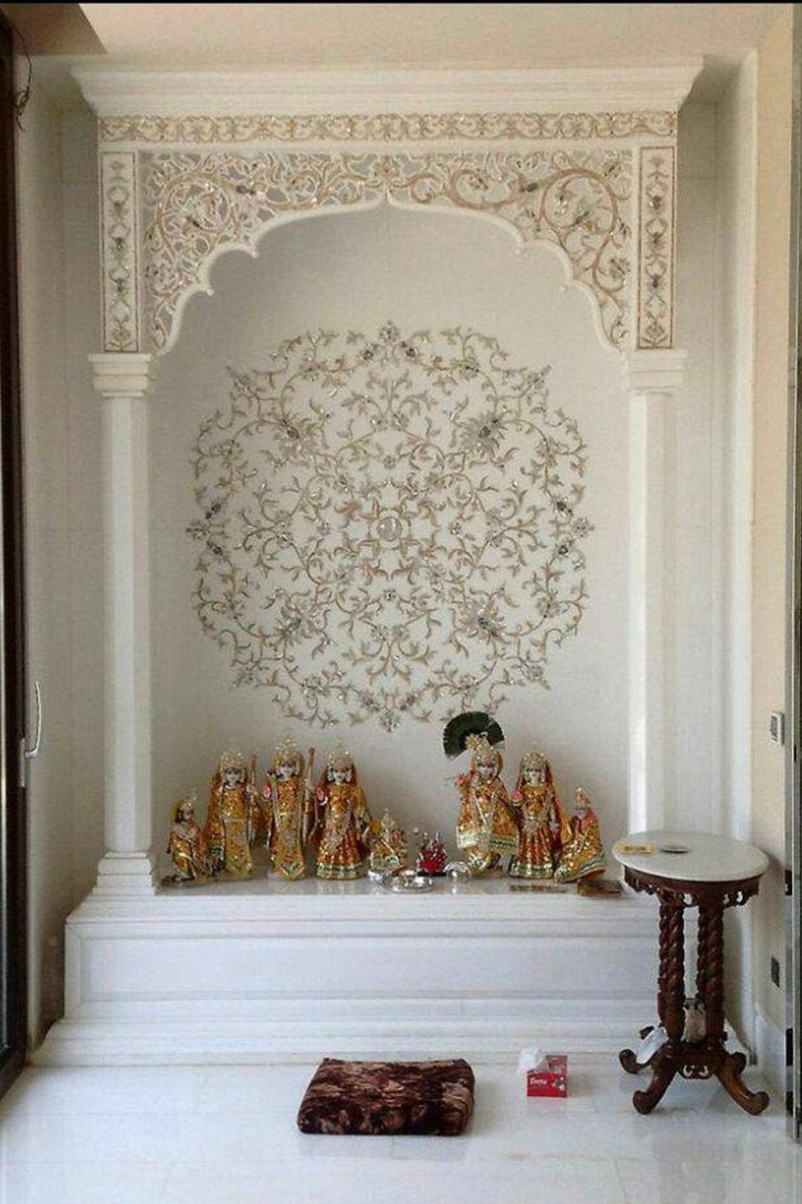 Marble Home White Temple Inlaid Embossed Work Temple - Etsy