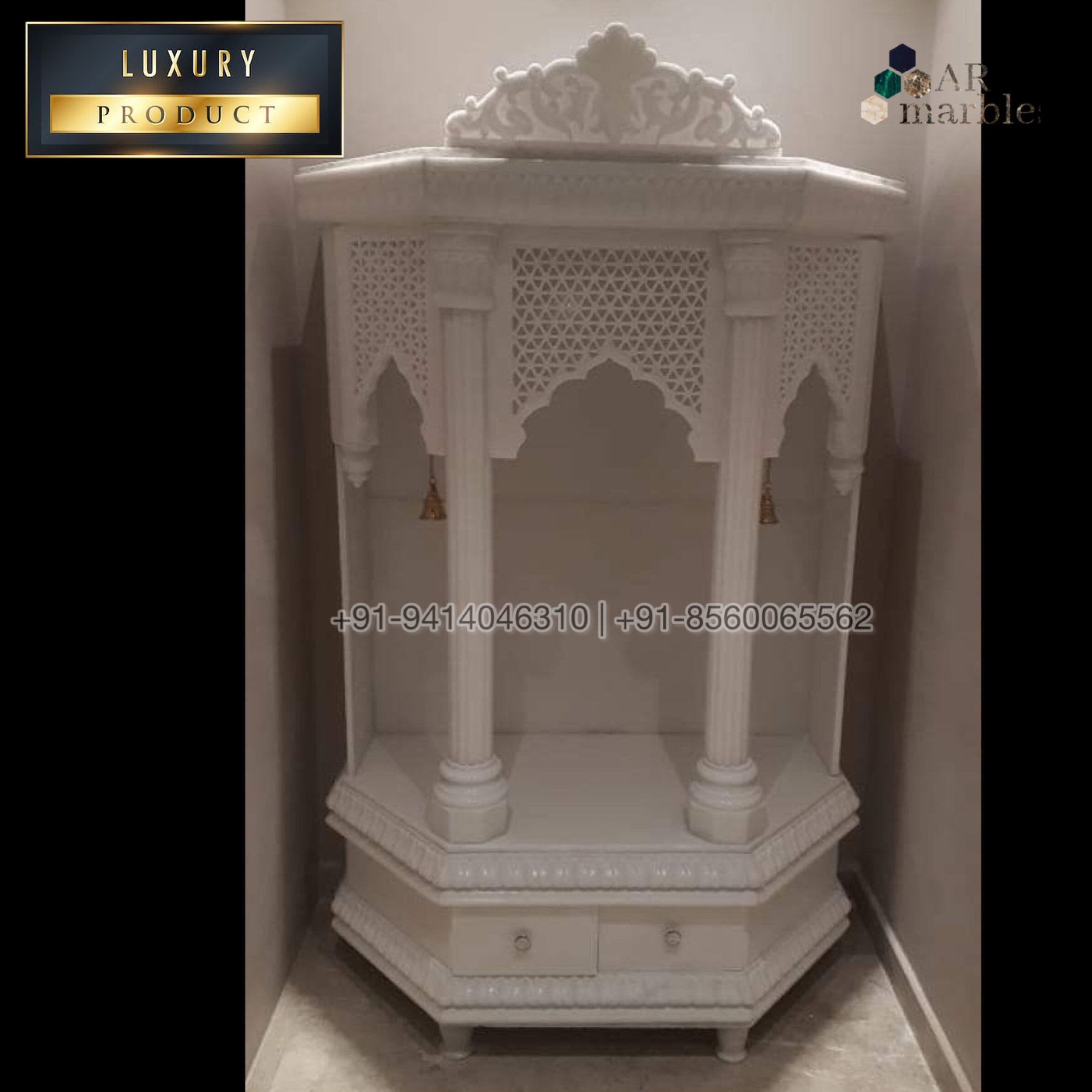 Big Traditional Luxury Home Temple With LED Lights Marble - Etsy