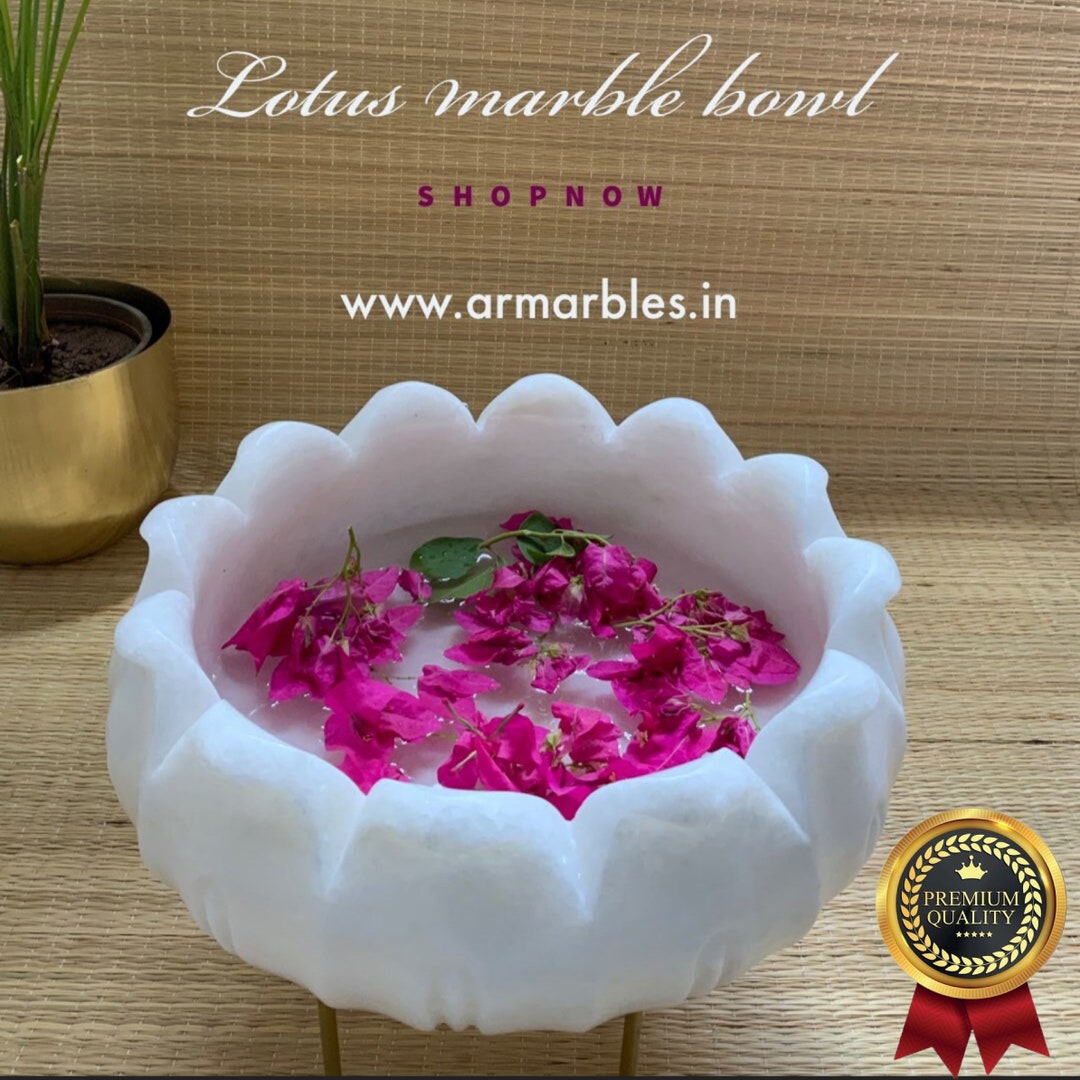 Marble Lotus Bowl | Lotus Shaped Marble Urli | Scallop Bowl ...