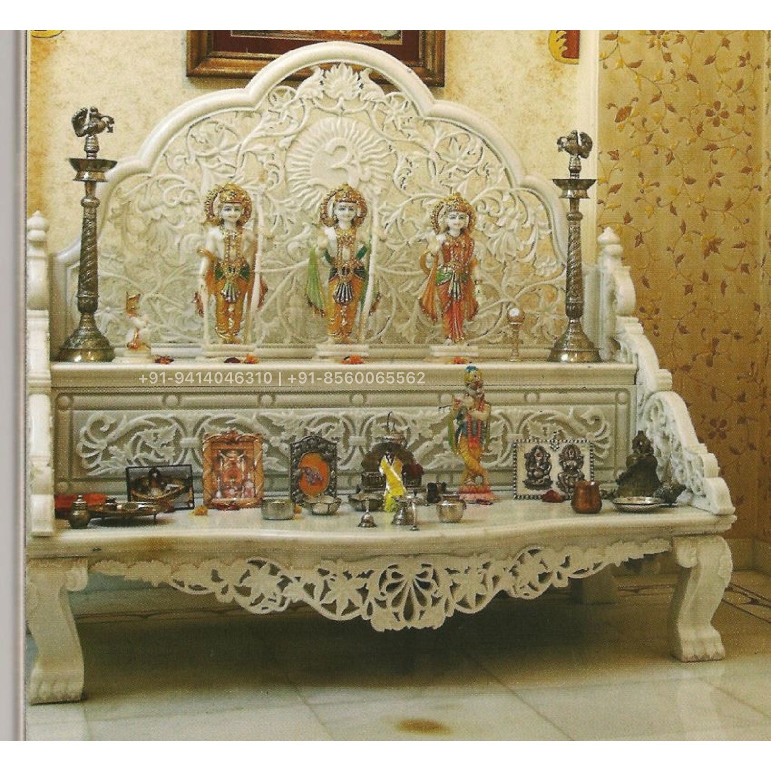 White Marble Sinhasan / Singhasan / Vyasasan for Gopal, Radha Krishna ...