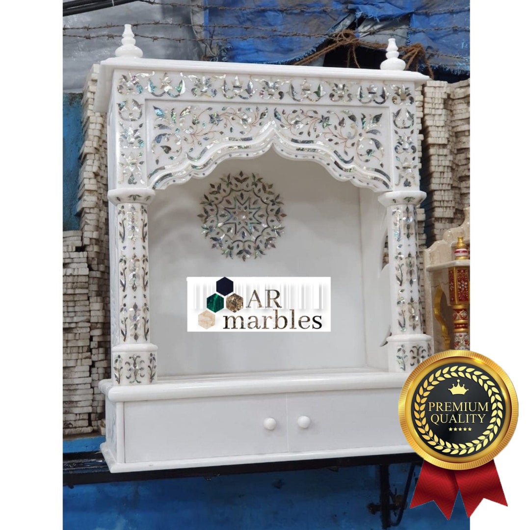 Beautiful Inlay Marble Temple, White Marble Alter, Marble Shrine ...