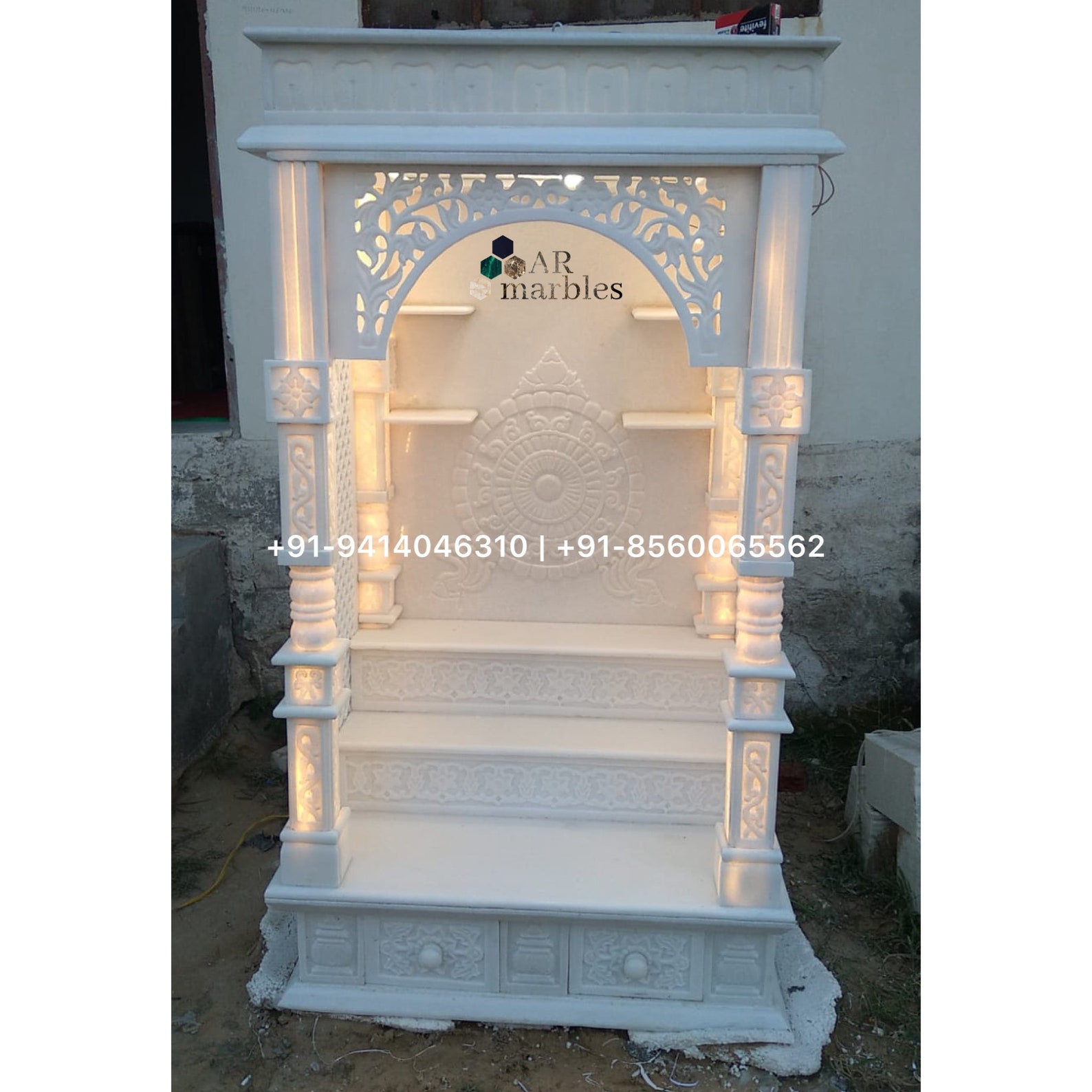 Luxury Home Temple With LED Lights, Temple, Marble Mandir - Etsy