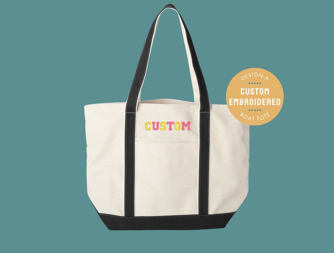 Custom Heavy Duty Tote, Personalized Large Tote Bag, Embroidered Boat ...