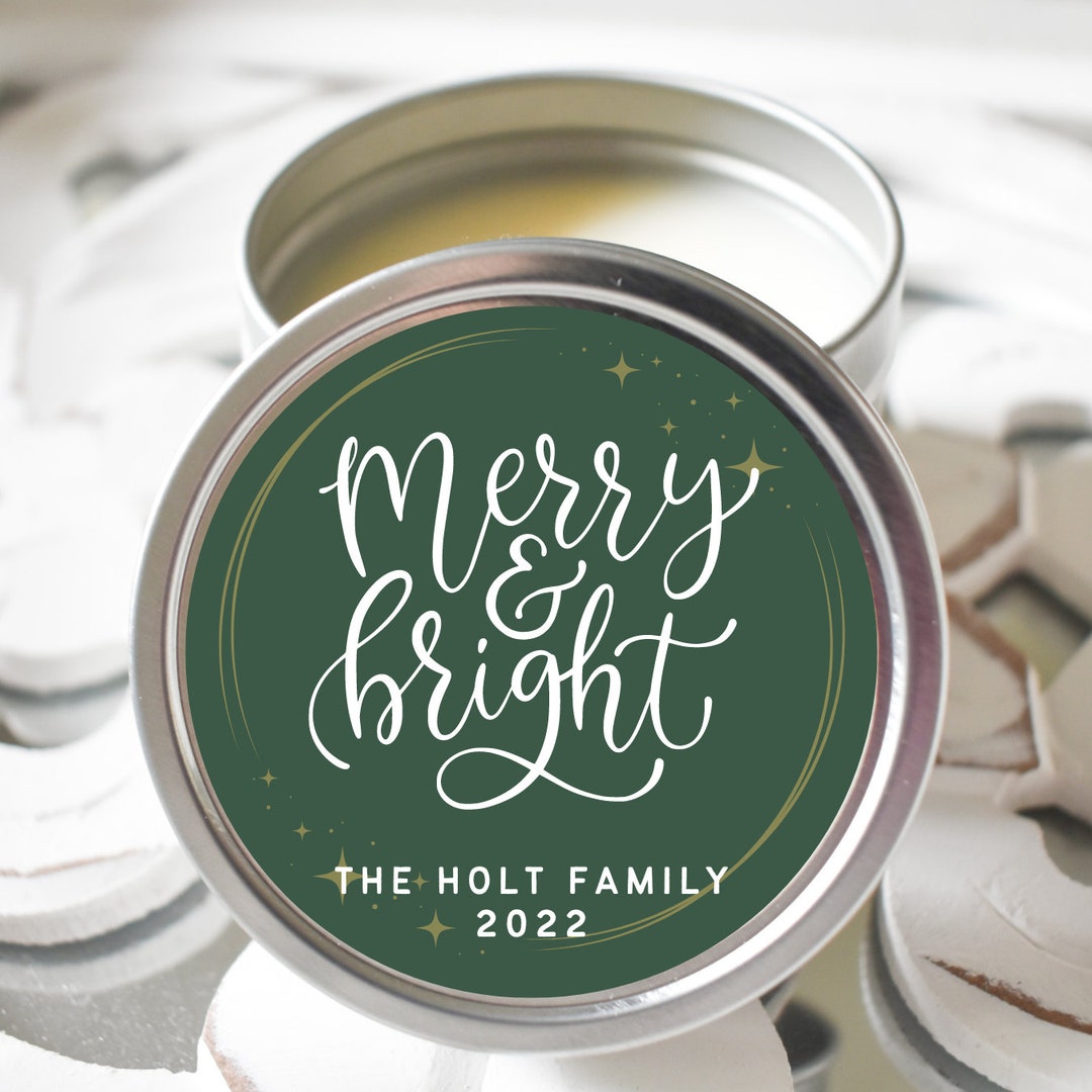Merry & Bright Christmas Tin Candles, Staff Holiday Gifts, Neighbor ...