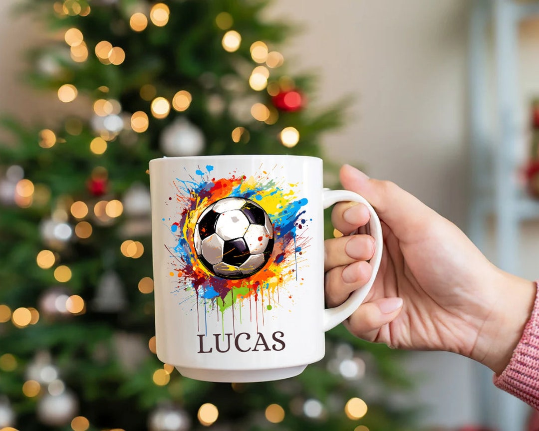 Personalised Football Mug, Football Player, Boys Hot Chocolate, Novelty ...