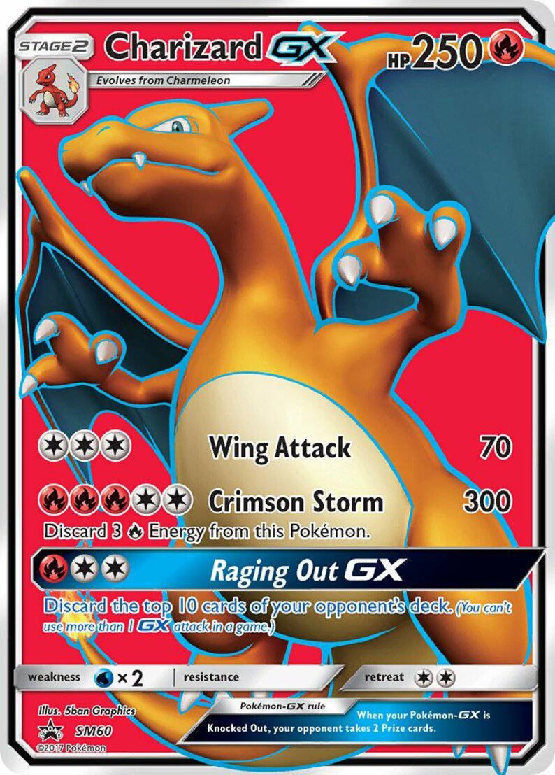 Charizard GX SM60 Sun Moon Promo Full Art Pok mon Card PROXY Etsy Charizard GX SM60 Sun Moon Promo Full Art Pok mon Card PROXY Etsy