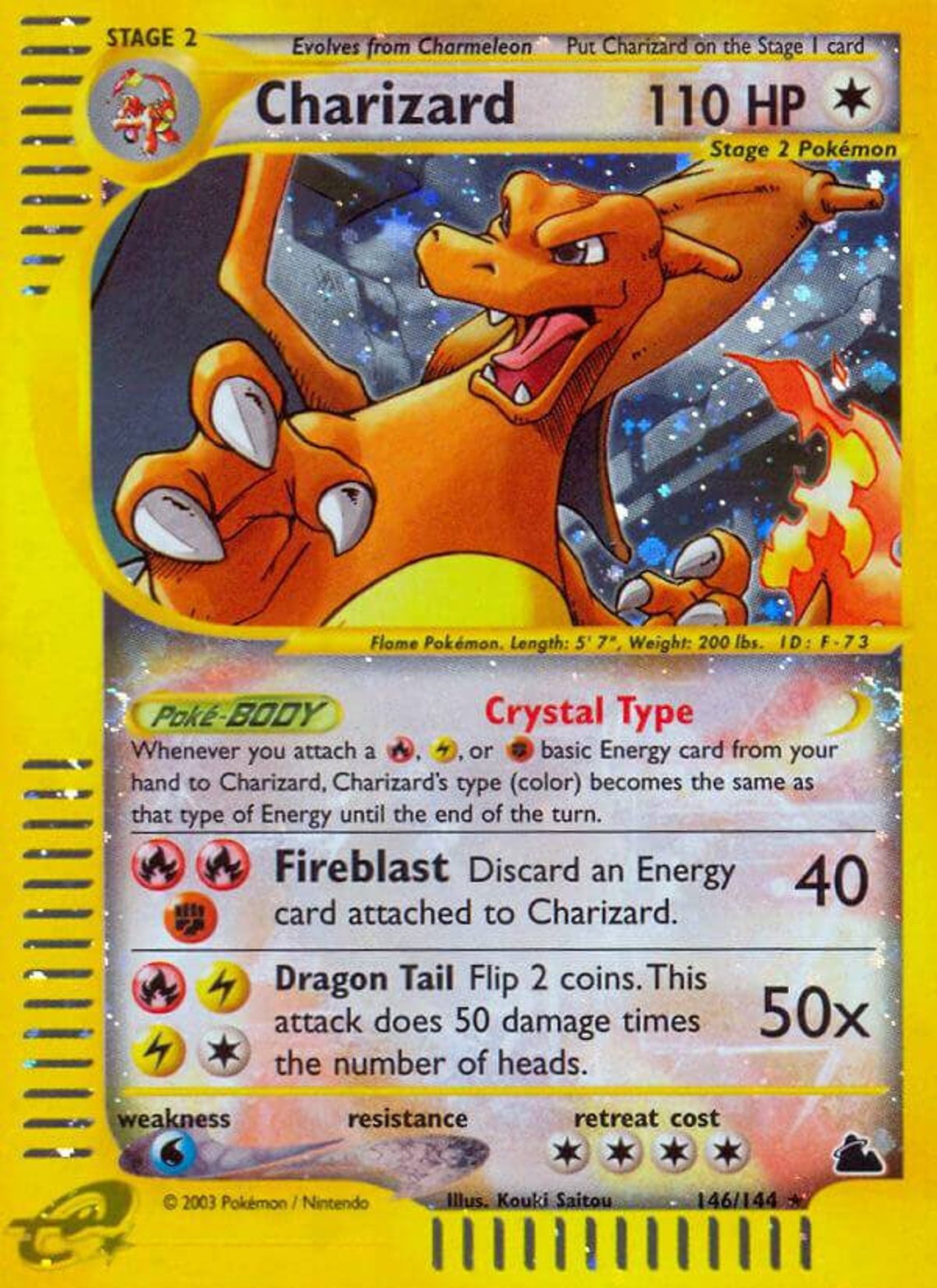 Charizard 146/144 Skyridge Secret Rare Crystal Pokémon Card | Etsy