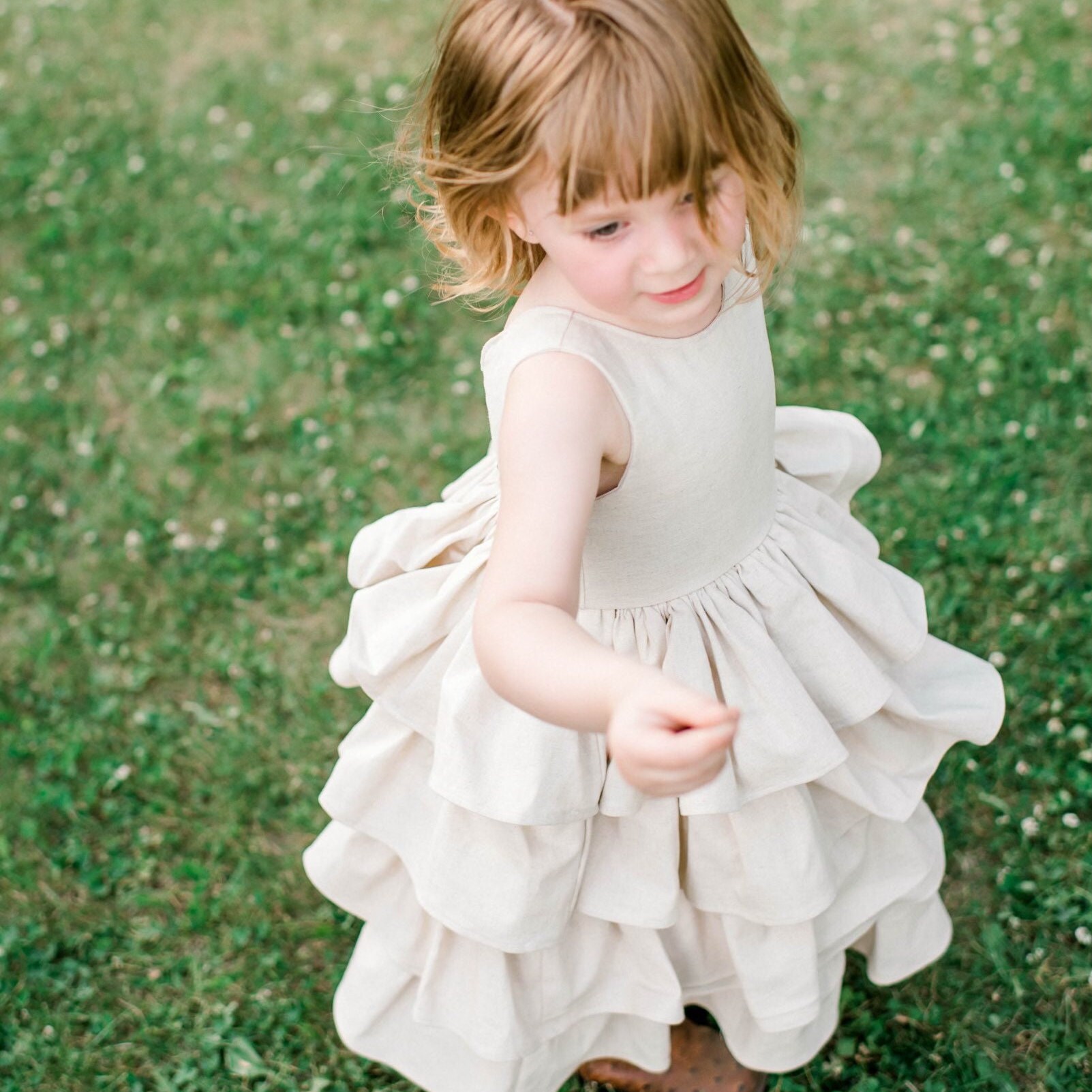 Maxi Ruffle Dress Flower Girl Dress Special Occasion Linen Dress Girls ...