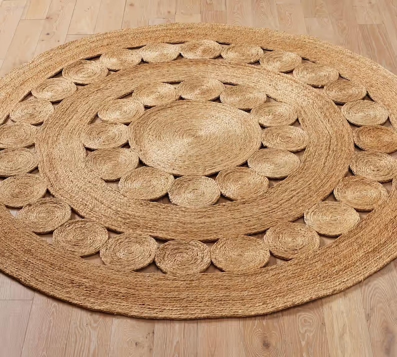 Natural Jute Round Rug Custom Size Round Rug Bedrooms Eco Friendly Rug ...