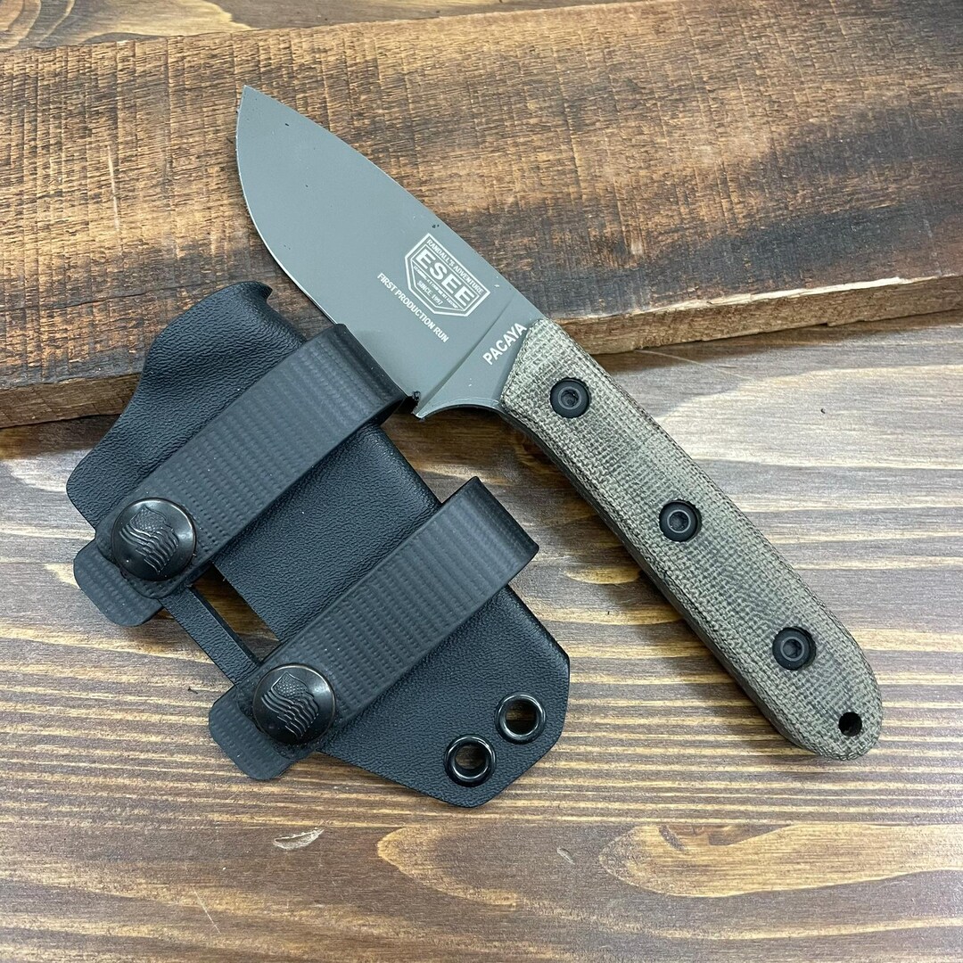 RK Custom Black Kydex Sheath for an ESEE Pacaya Fixed Blade Knife Scout ...