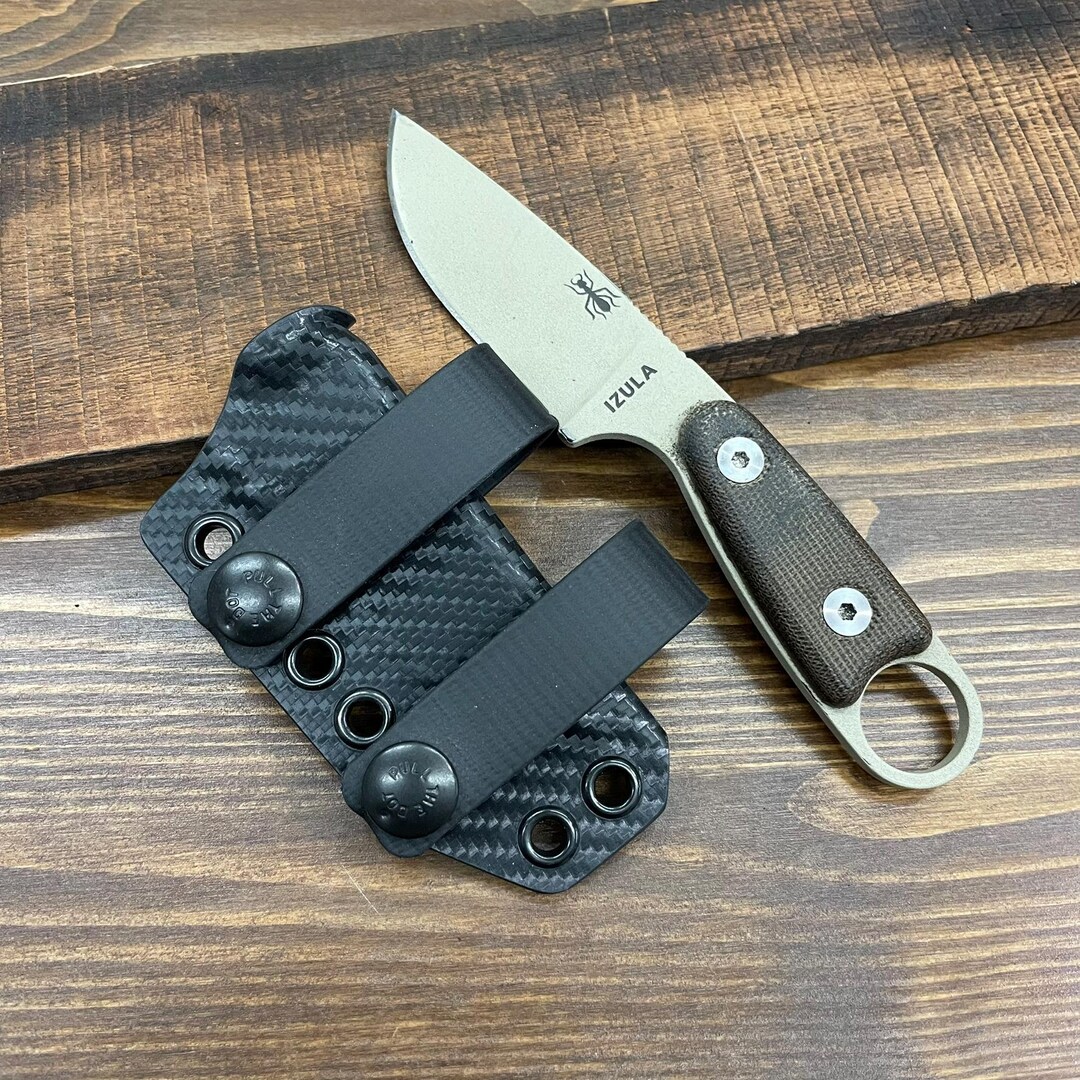 RK Custom Black Carbon Fiber Kydex Sheath for an ESEE Izula 1/2 Fixed ...