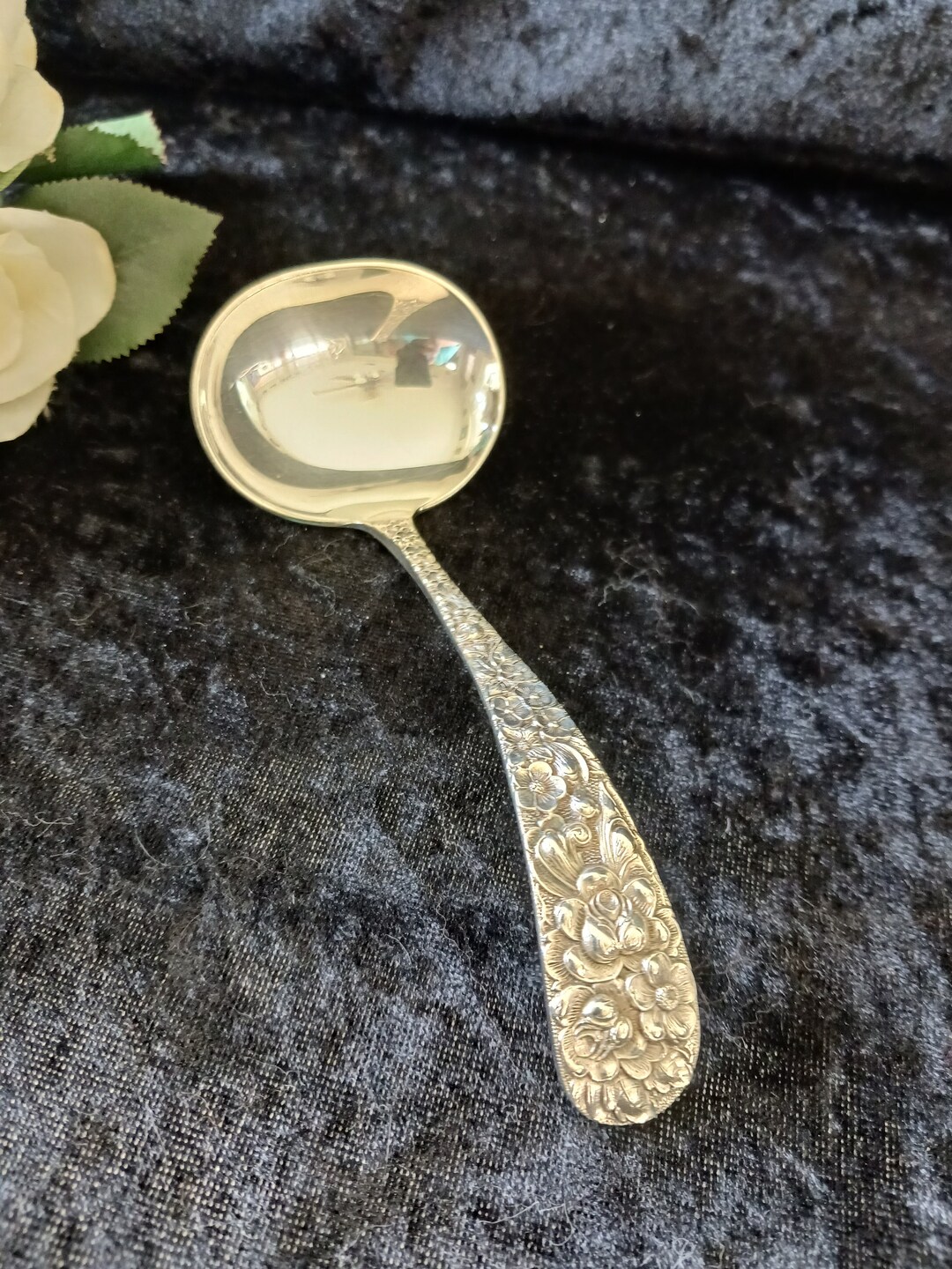 Stieff Co. ROSE Solid Sterling Silver Gravy Ladle 69g Oval Bowl 6.25 ...