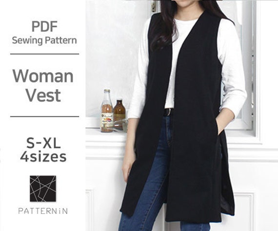 Pattern for Womansimple and Elegant Long Vest Actual Size - Etsy