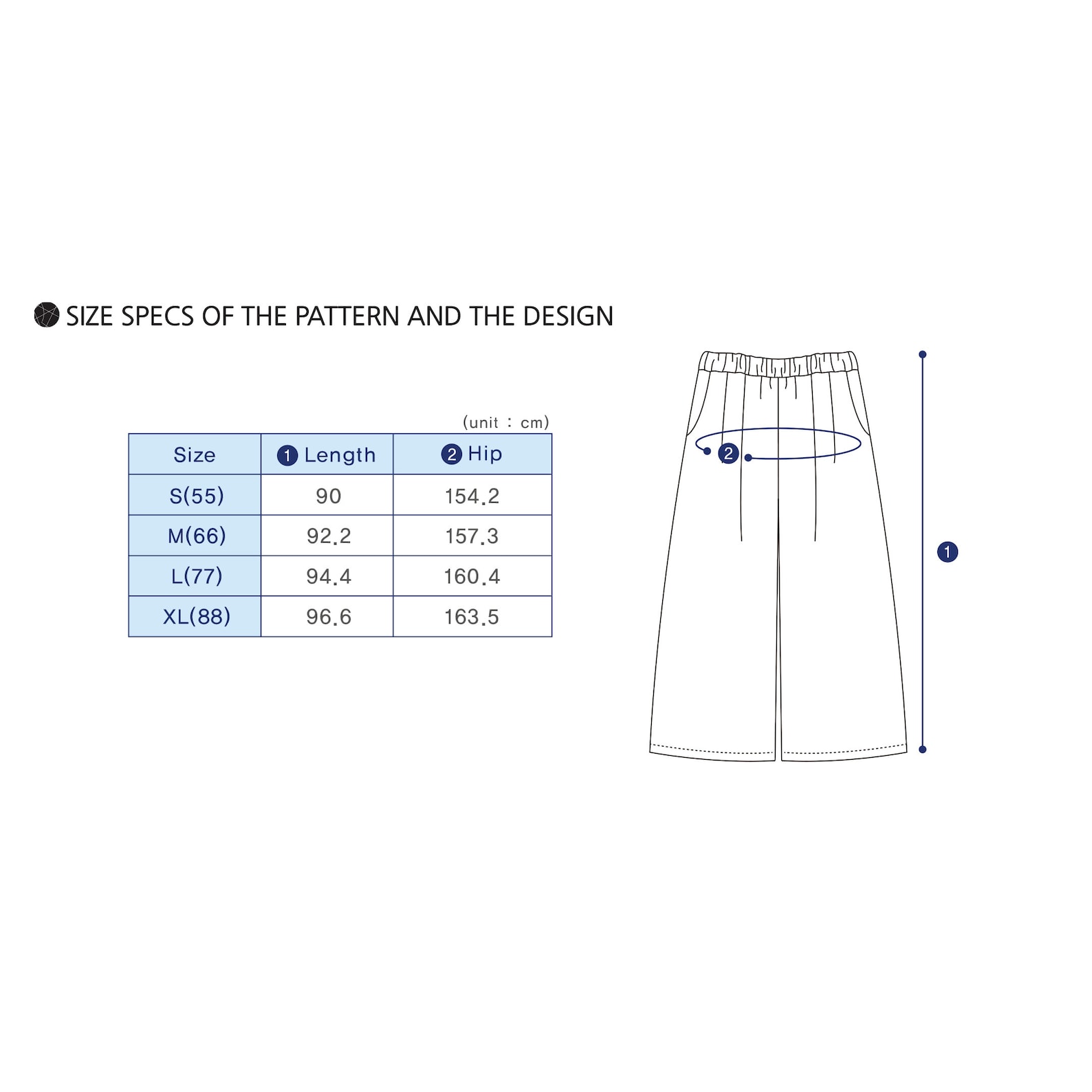 Pattern for Woman]elastic Wide Pants, Actual Size PDF Pattern (ver.eng ...