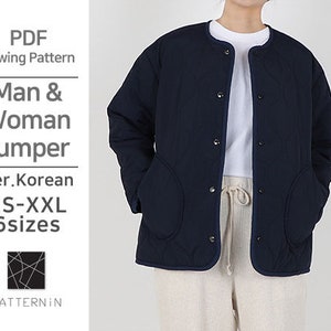 Pattern for Man & Woman]loose-fit Quilting Jumper Actual Size PDF ...