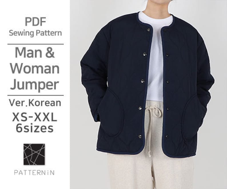 Pattern for Man & Woman]loose-fit Quilting Jumper Actual Size PDF ...