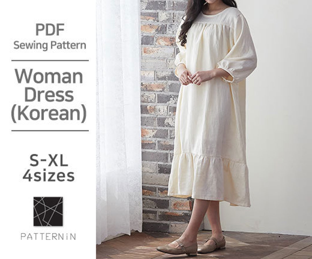 Pattern for Woman]loose Fit, Comfortable Long Dress. , Actual Size PDF ...