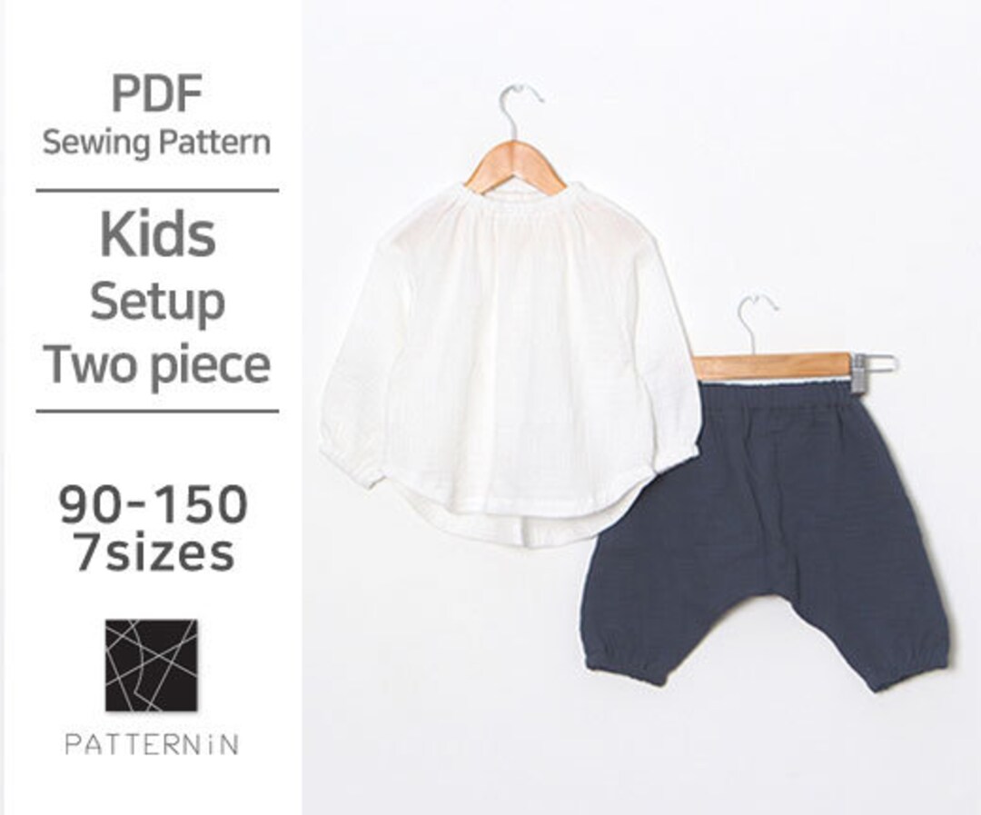 Pattern for Kids] Stylish Easy to Make Setup Two Piece, Actual Size PDF ...