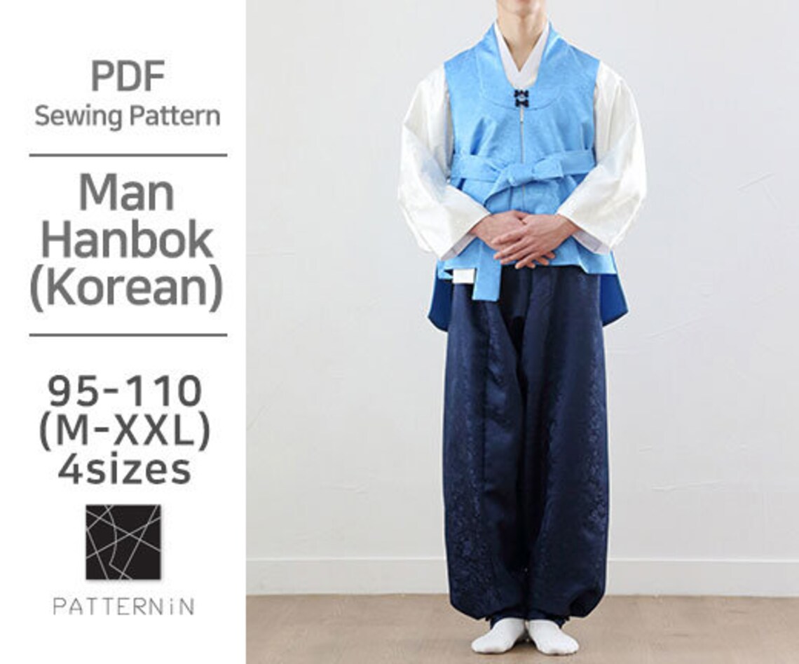Pattern for Man]traditional Korean Men's Hanbok, Actual Size PDF ...