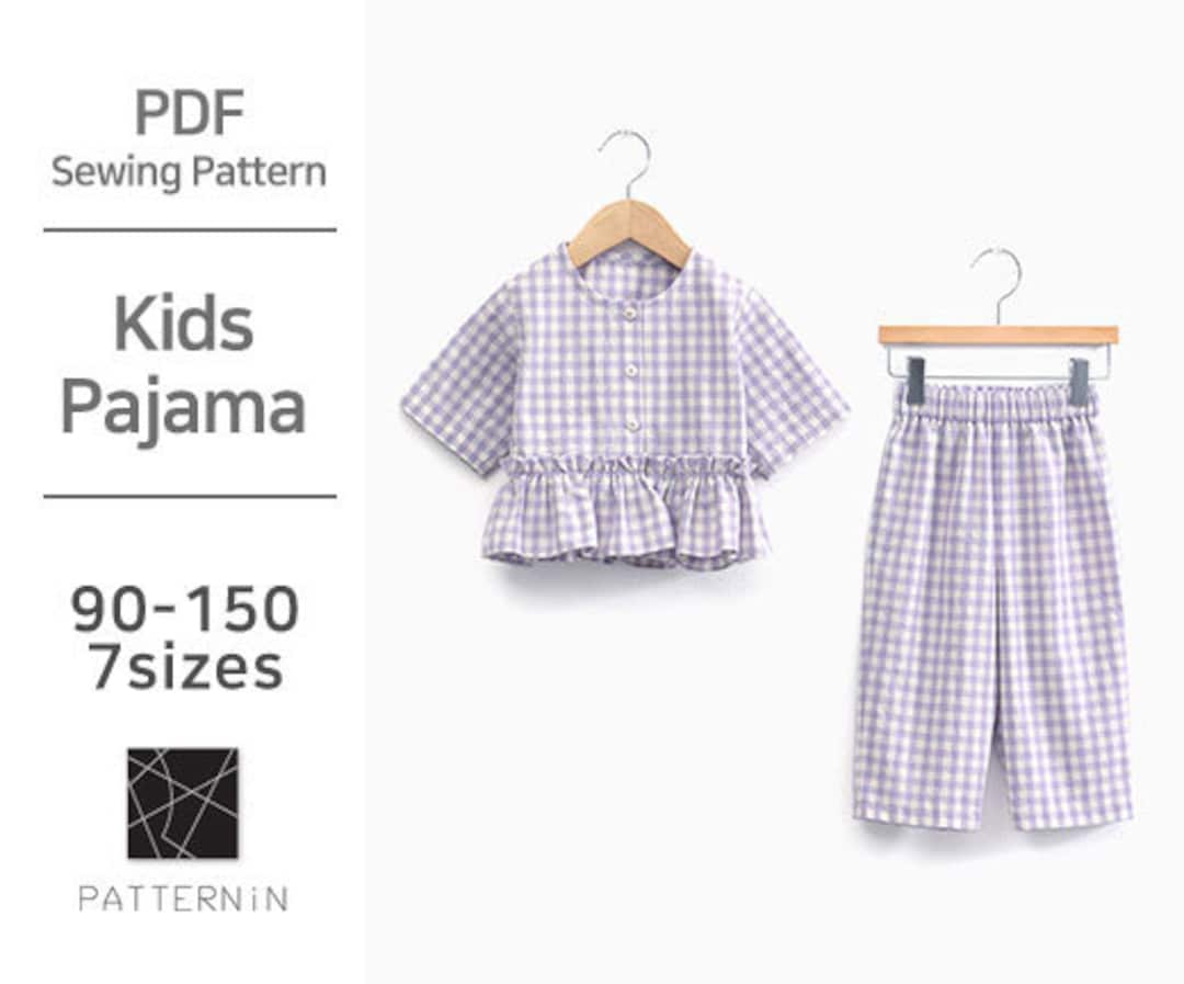Pattern for Kids] Lovely Children Pajama Set With Ruffle, Actual Size ...