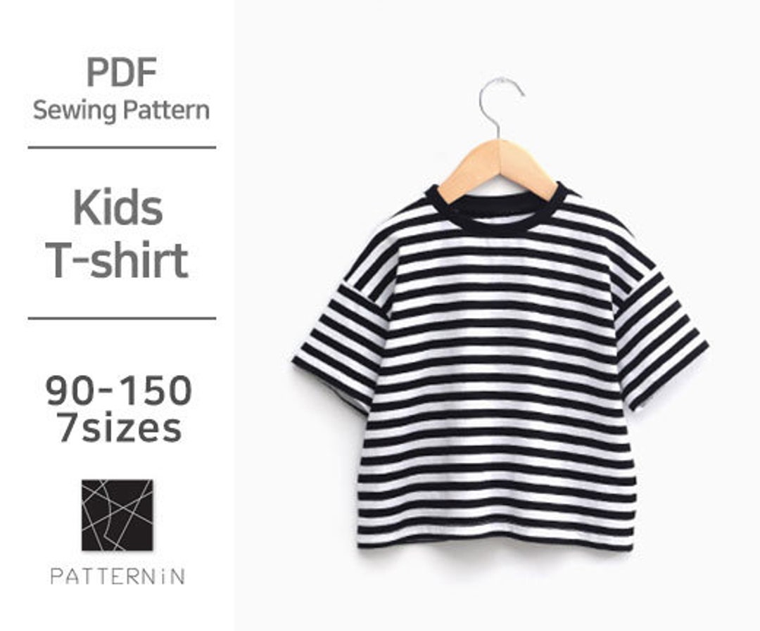 Pattern for Kids]t-shirt With Drop Shoulder Design, Actual Size PDF ...