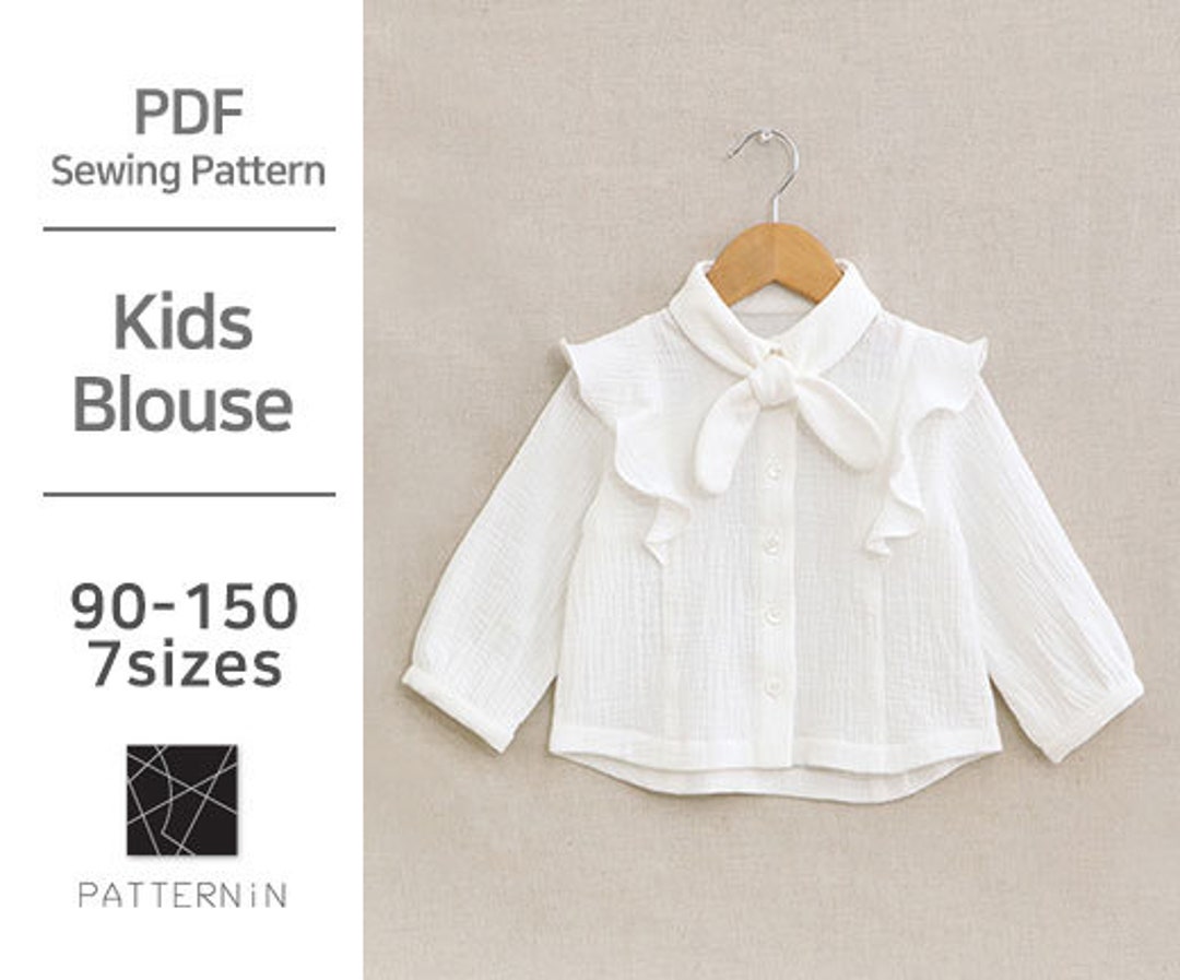 Pattern for Kids]blouse for Kid With Ruffle, Actual Size PDF Pattern ...
