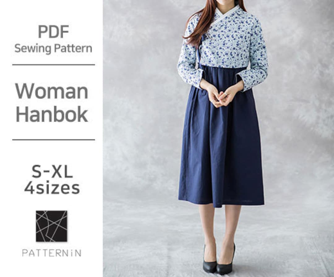 Pattern for Women] Korea Traditional Modern Dress, Hanbok, Actual Size ...