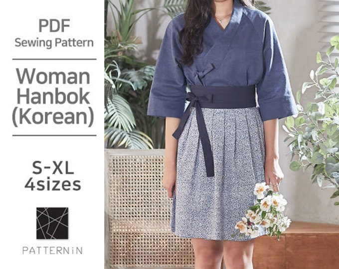 Folkwear Korean Han-bok Chogori Short Jacket & Chima Full Dress Sewing ...